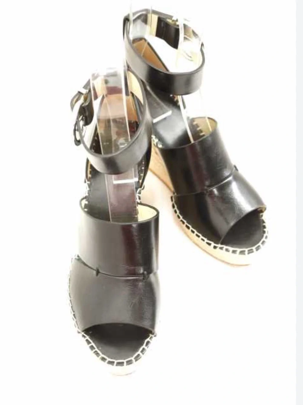 Zara | Shoes | Zara Basic Collection Leather Espadrille Wedge Sandals ...